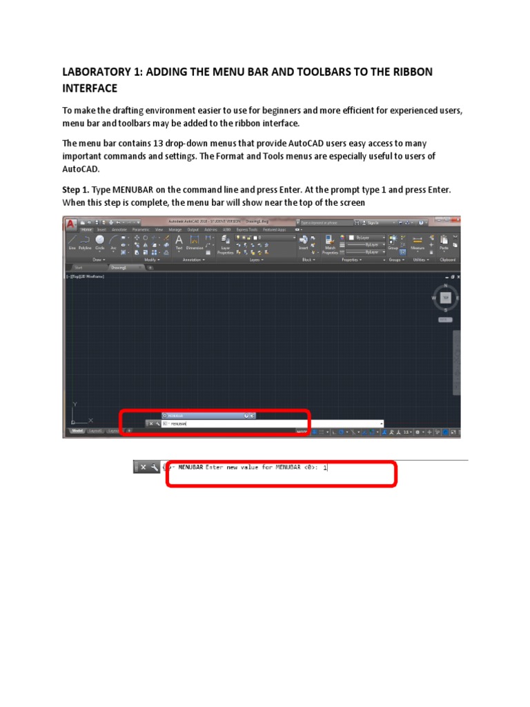 Laboratory 1: Adding The Menu Bar and Toolbars To The Ribbon Interface | PDF