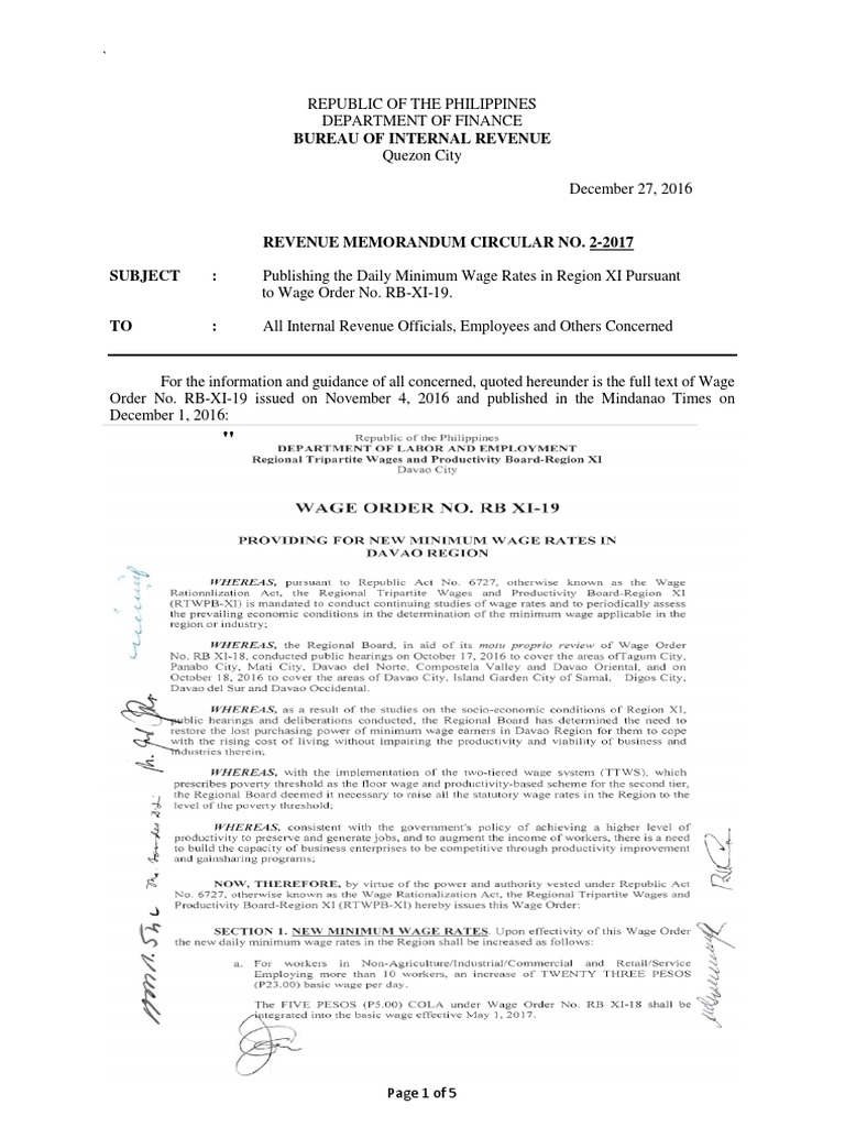 RMC No. 2-2017 | PDF