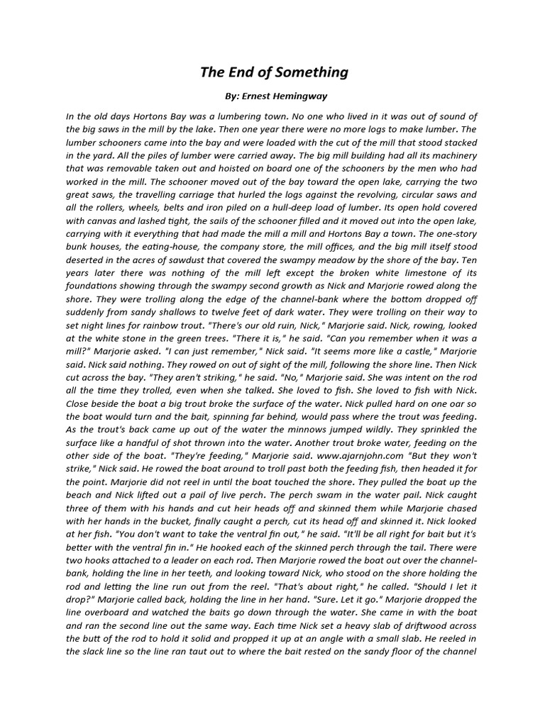The End of Love in Hemingway's Story | PDF | Nature