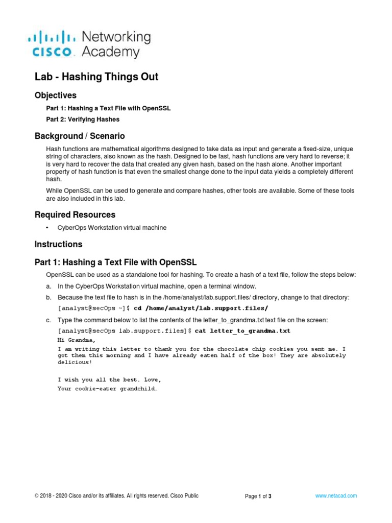 Lab - Hashing Things Out: Objectives | PDF | Public Key Certificate | Transport Layer Security
