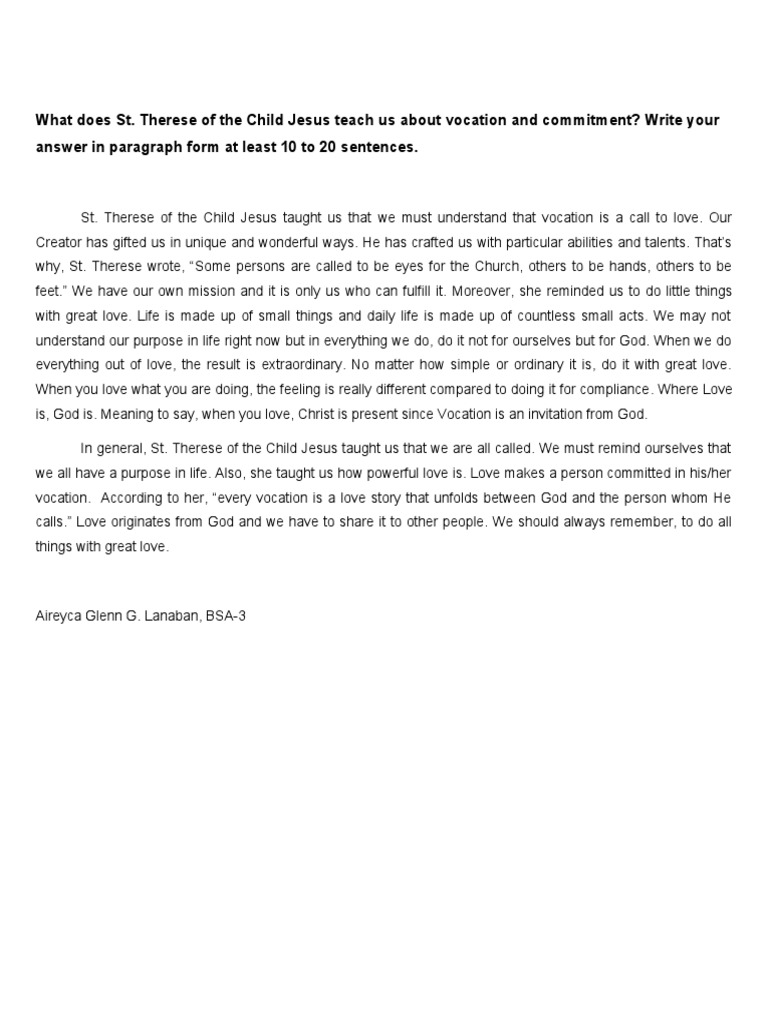 St. Therese of The Child Jesus | PDF