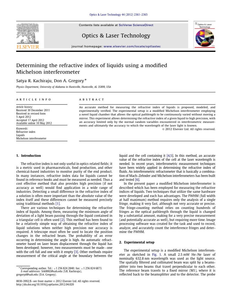 Measure - Refractive Index | PDF | Interferometry | Refractive Index