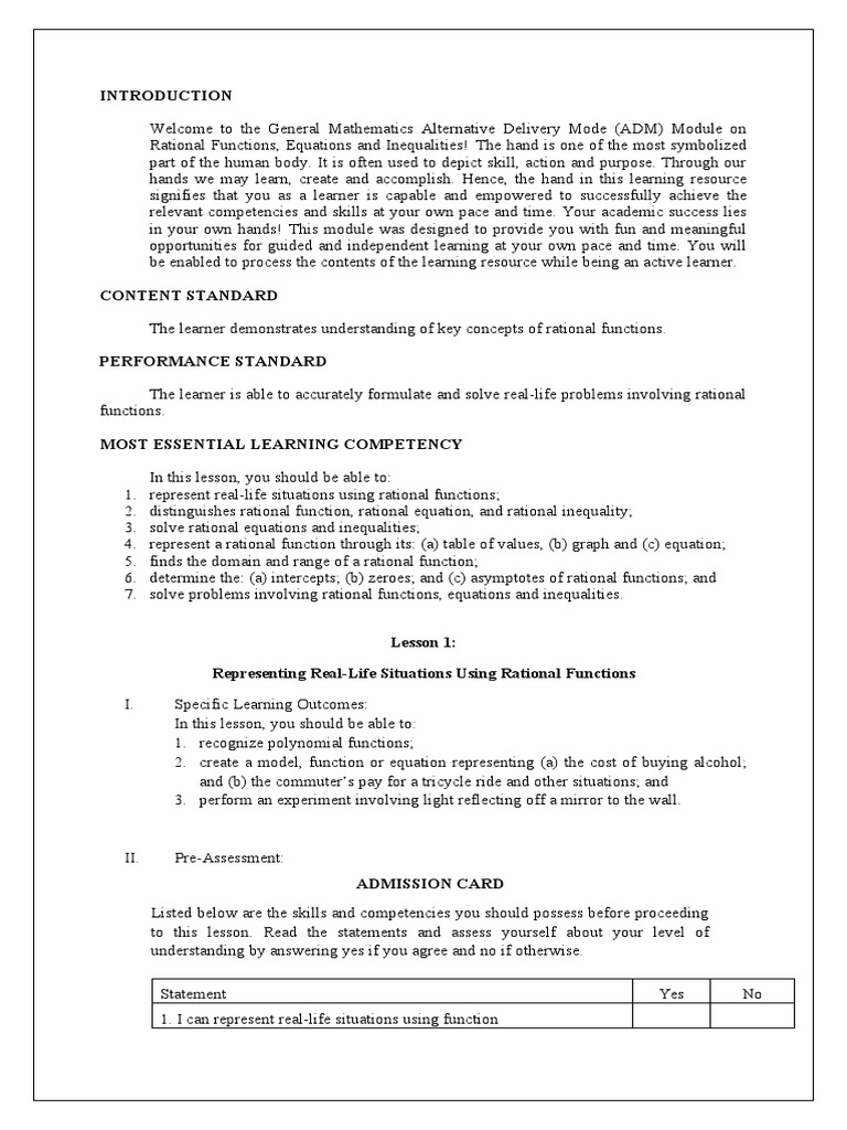 Module 2 Lesson 1 Pdf Function Mathematics Polynomial