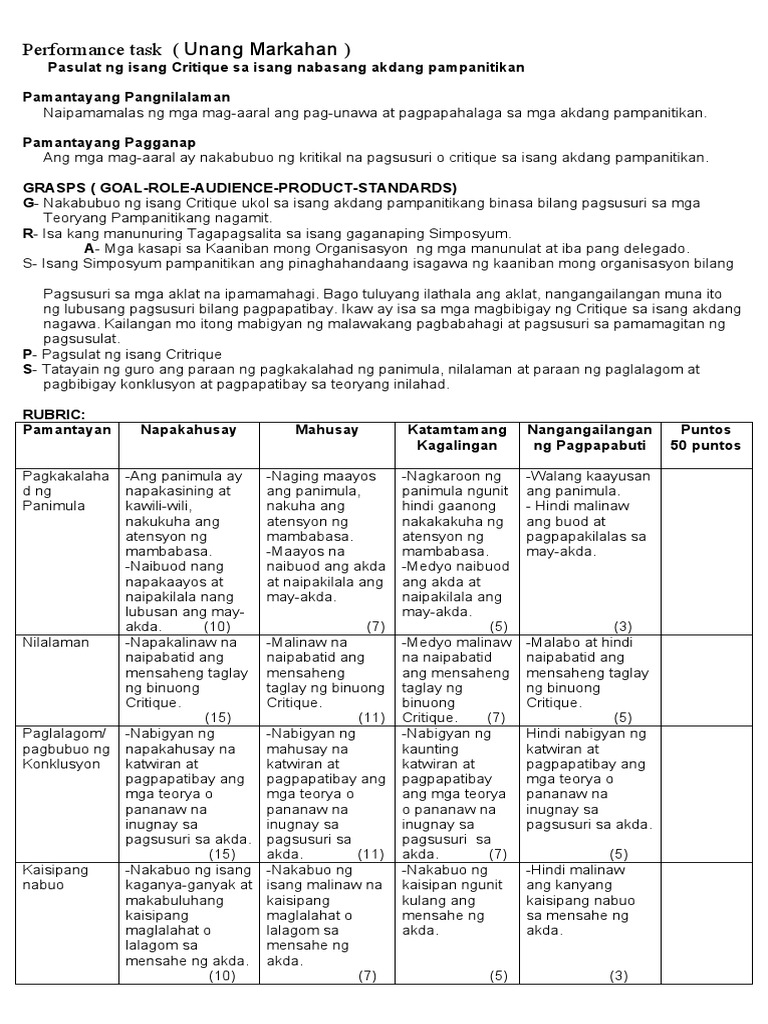 Performance Task - 1st Q. Teorya | PDF