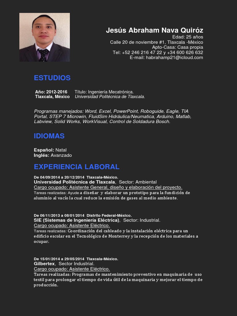 CV Abraham PDF | PDF | Robot | Robótica