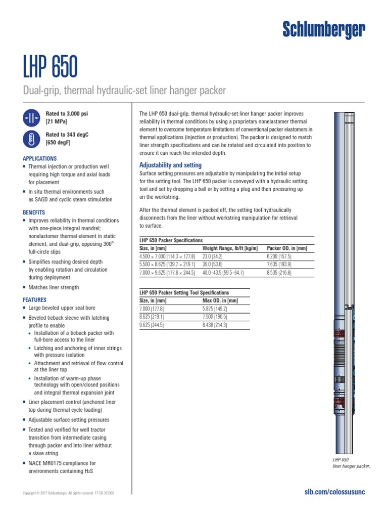 Dual-Grip, Thermal Hydraulic-Set Liner Hanger Packer: Rated To 3,000 ...