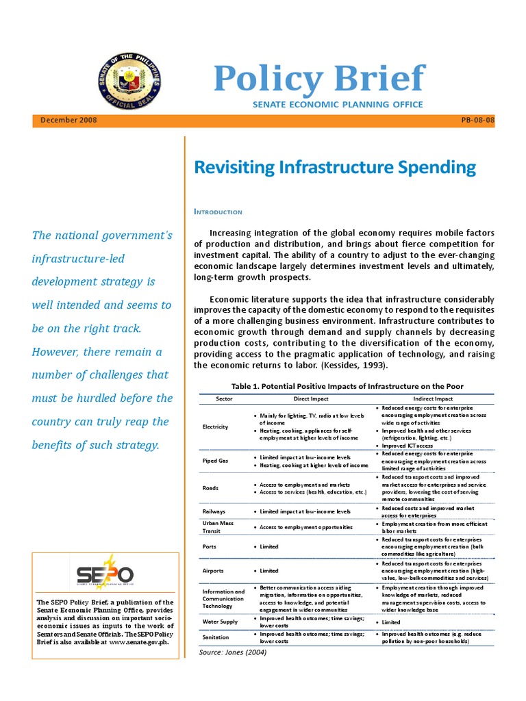 PB 2008-08 - Revisiting Infrastructure Spending | PDF | Infrastructure | Poverty