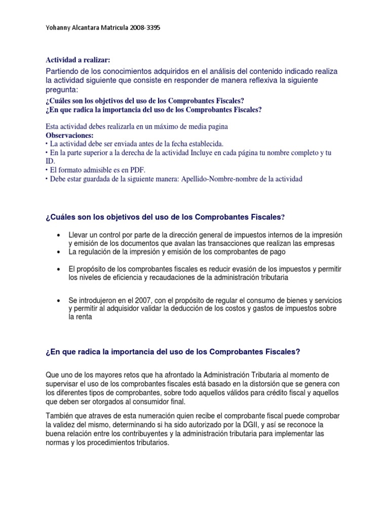Uso de Los Comprobantes Fiscales | PDF