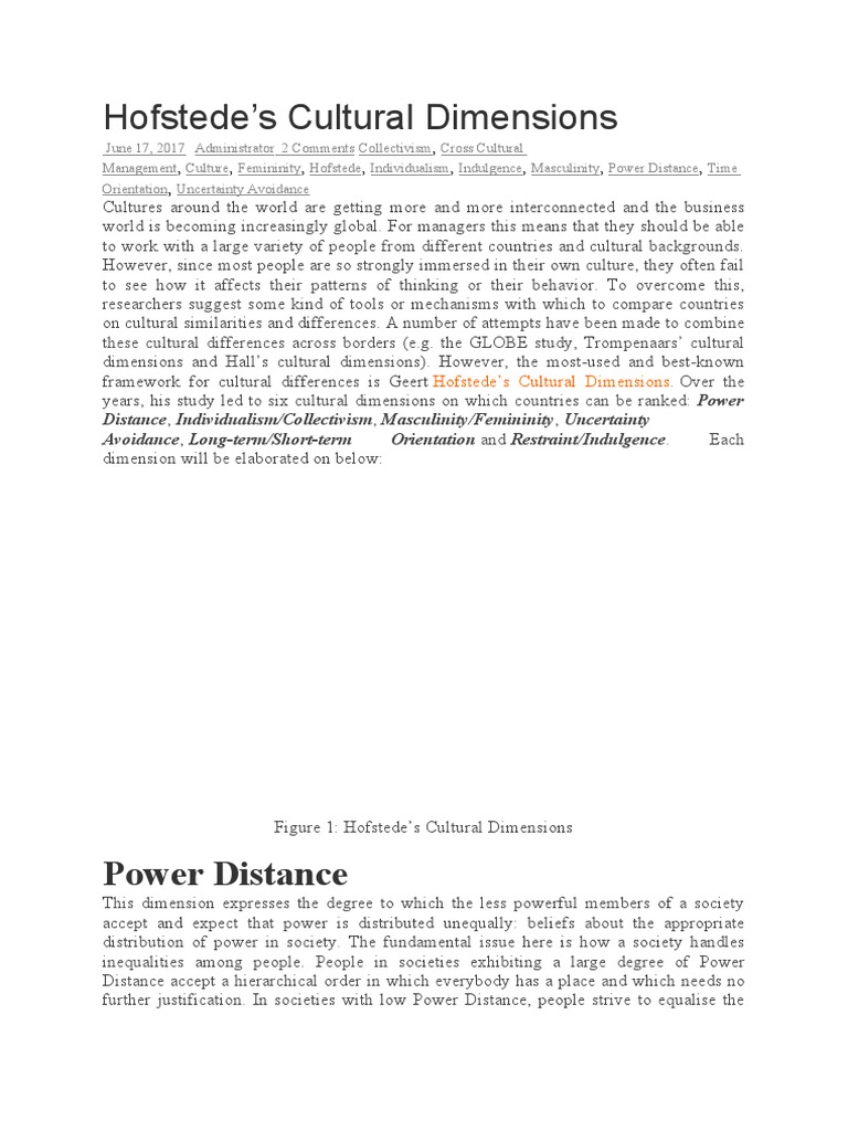 Hofstede's Cultural Dimensions: Power Distance | PDF | Trade Union ...