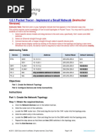 Packet Tracer - Implement A Subnetted Ipv6 Addressing Scheme | PDF | I Pv6 | Router (Computing)