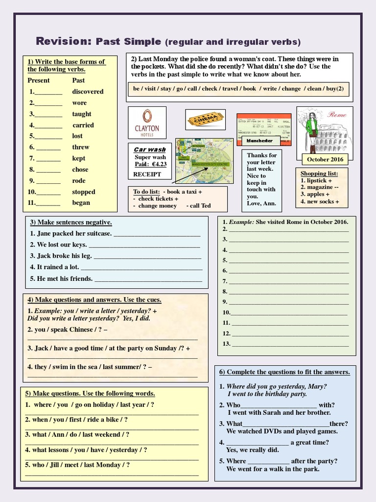 Simple Past Revision Regular And Irregular Verbs