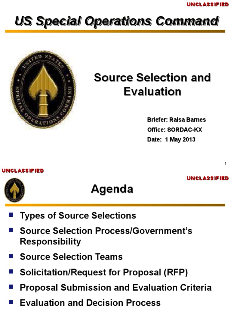 US SOCOM Source Selection Brief | PDF | Request For Proposal | Offer ...