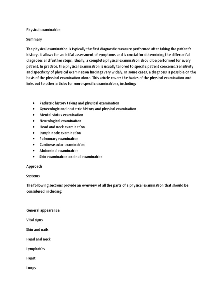 Complete guide to physical examination | PDF | Physical Examination ...