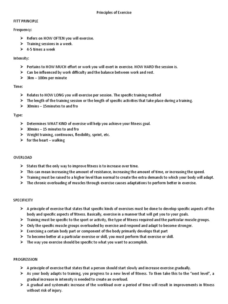 Principles of Exercise | PDF | Physical Fitness | Determinants Of Health