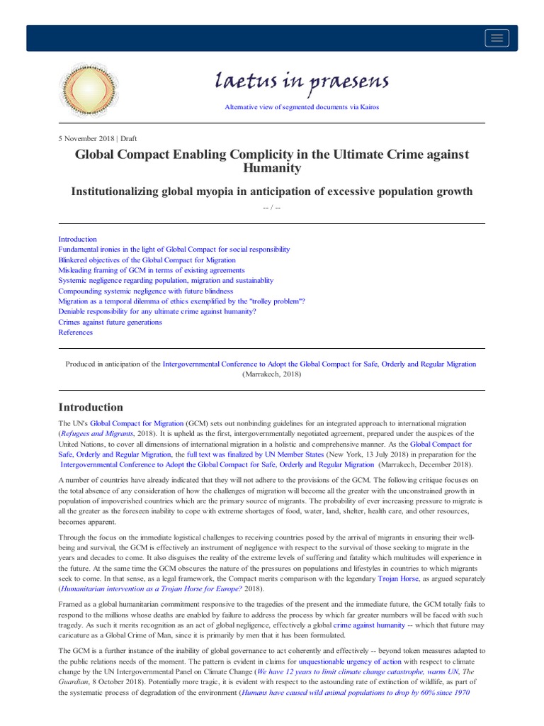 Global Compact Enabling Complicity in The Ultimate Crime Against ...
