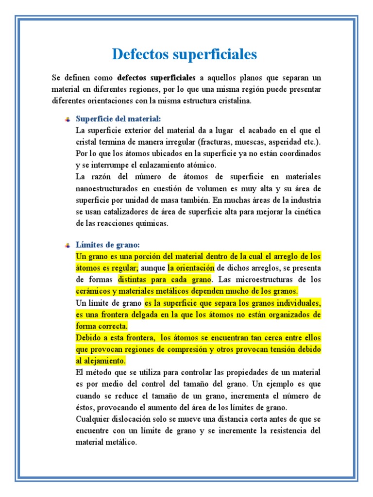 Defectos Superficiales | PDF | Rieles | Átomos