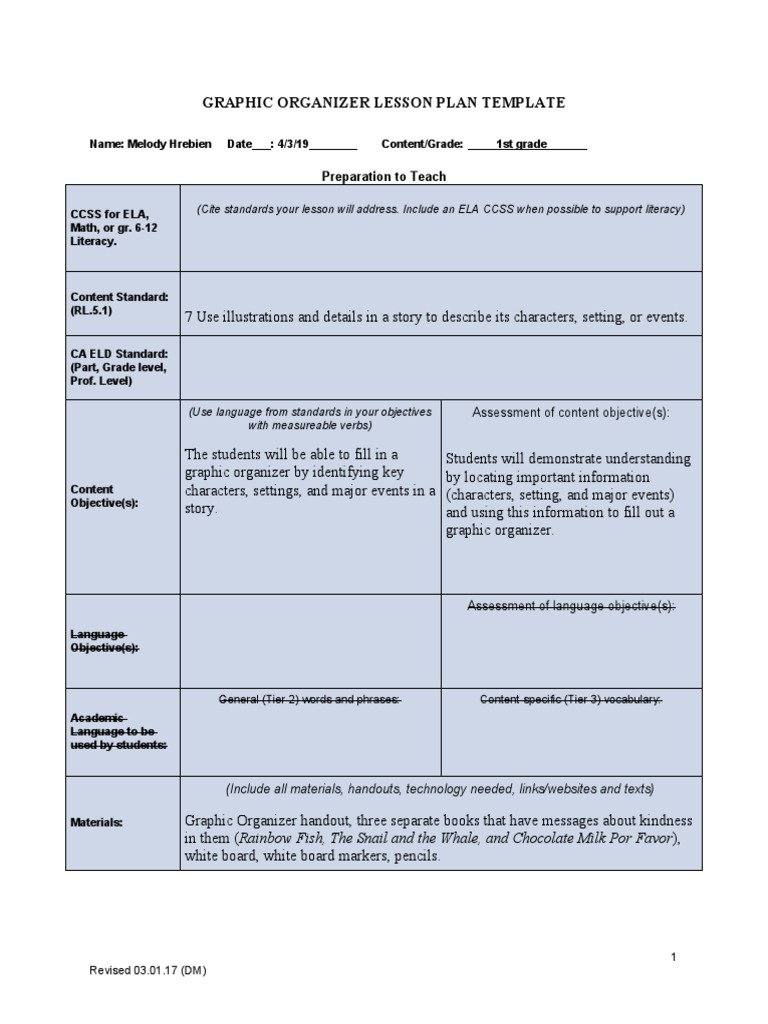 Graphic Organizer Lesson Plan Template: Preparation To Teach | PDF ...