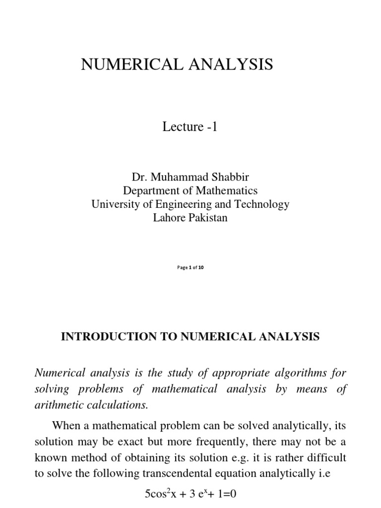 Numerical Analysis: Lecture - 1 | PDF | Numerical Analysis | Numbers
