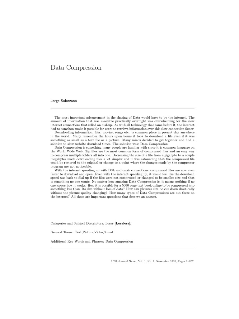 Data Compression: Jorge Solorzano | PDF | Data Compression | Mp3