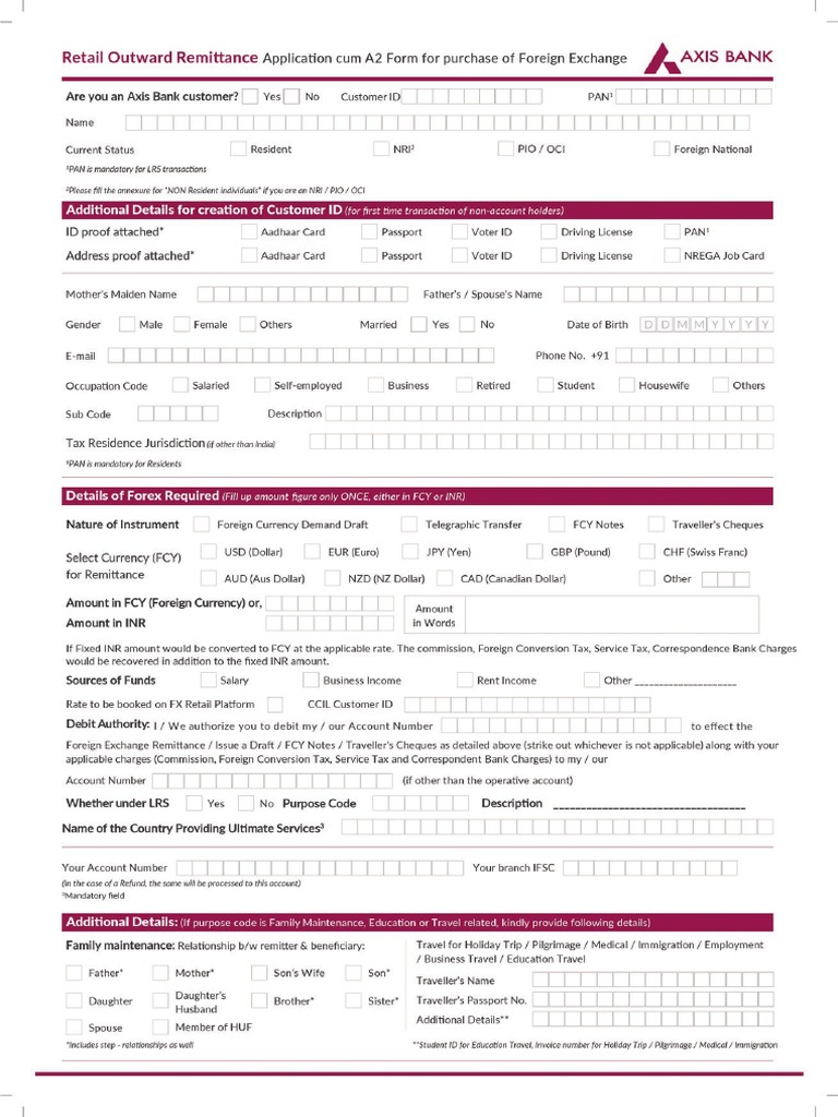 Application Cum Form - A2 For Outward Remittance | PDF Application Cum Form - A2 For Outward Remittance | PDF
