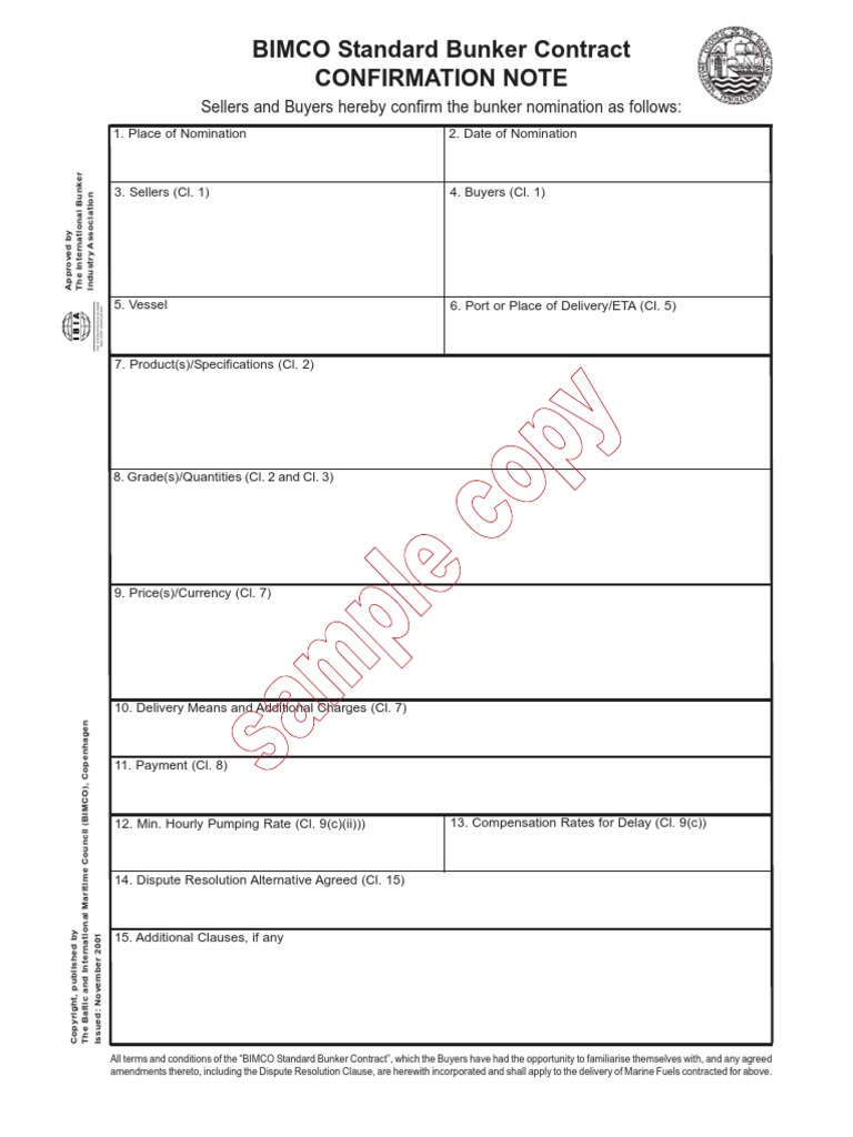 Bimco Standard Bunker Contract PDF | PDF | Arbitration | Mediation