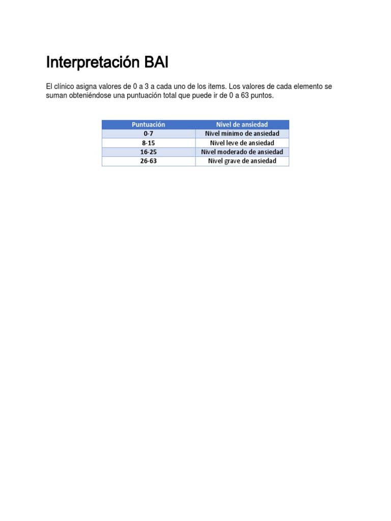 Interpretación BAI PDF | PDF
