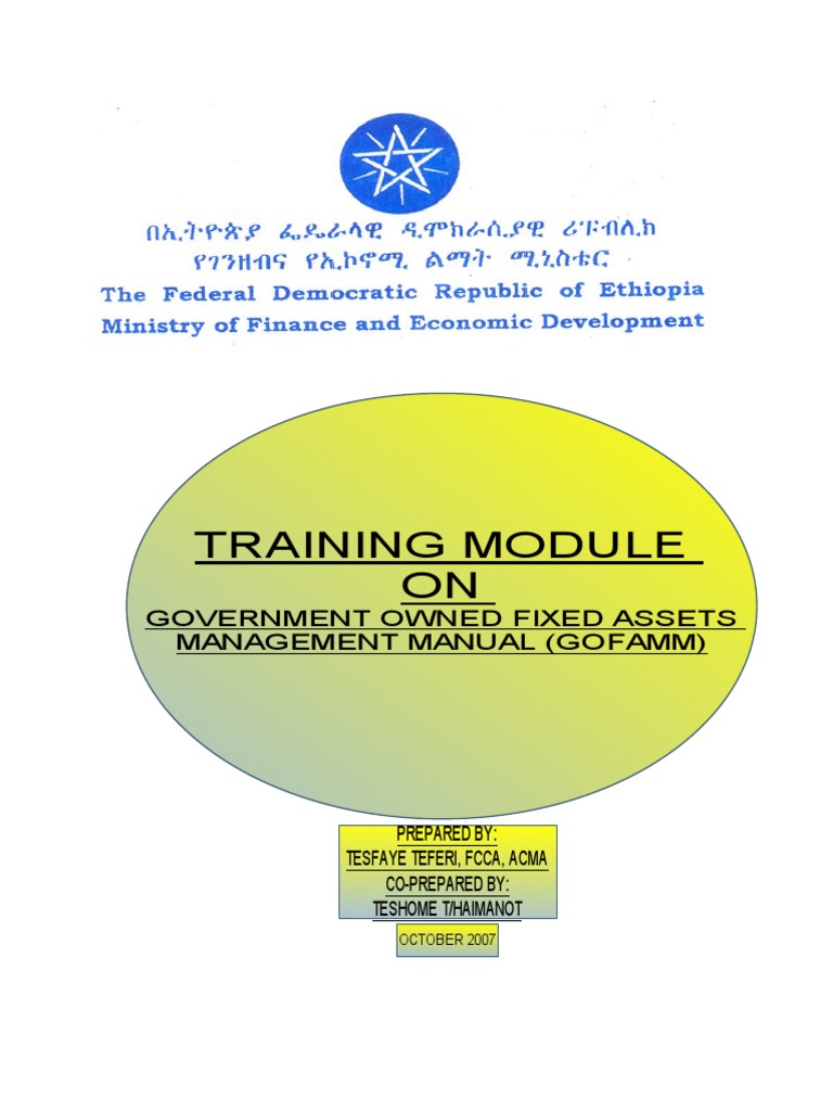 Training Module ON: Government Owned Fixed Assets Management Manual ...
