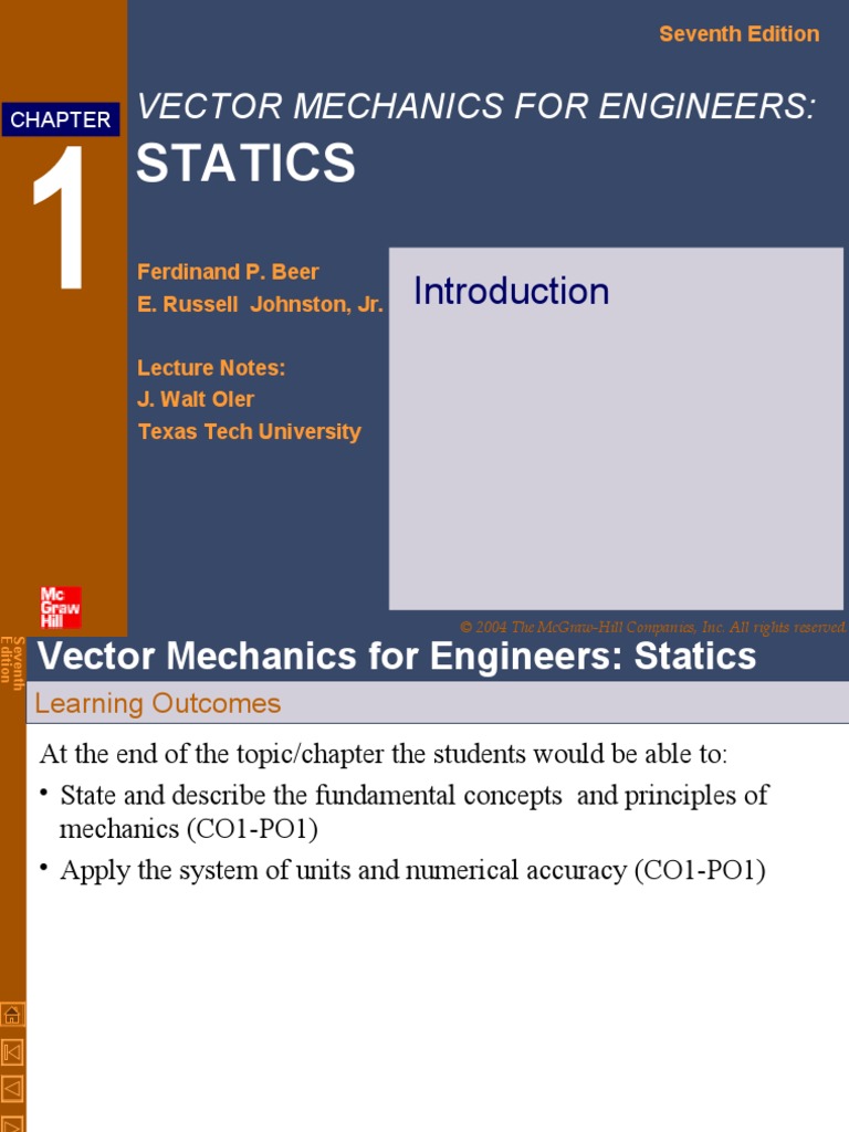 Statics: Vector Mechanics For Engineers | PDF | Force | Mass