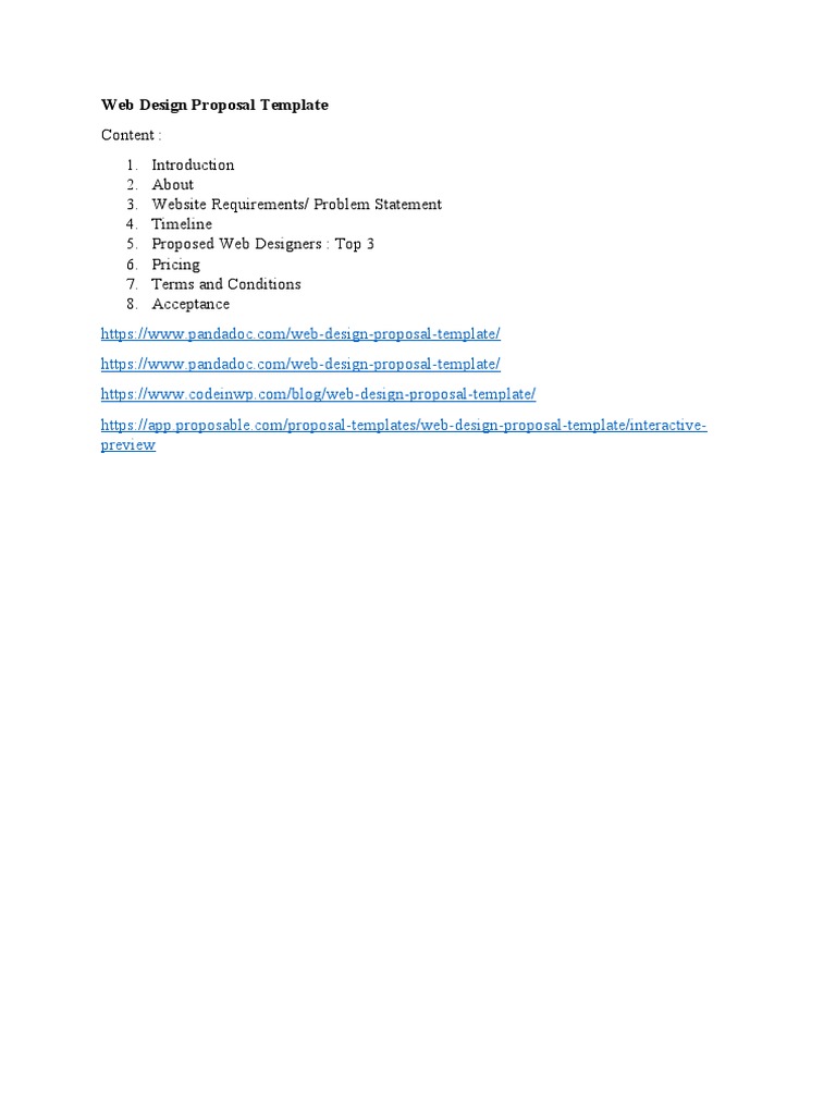 Web Design Proposal Template | PDF | Web Design | Word Press