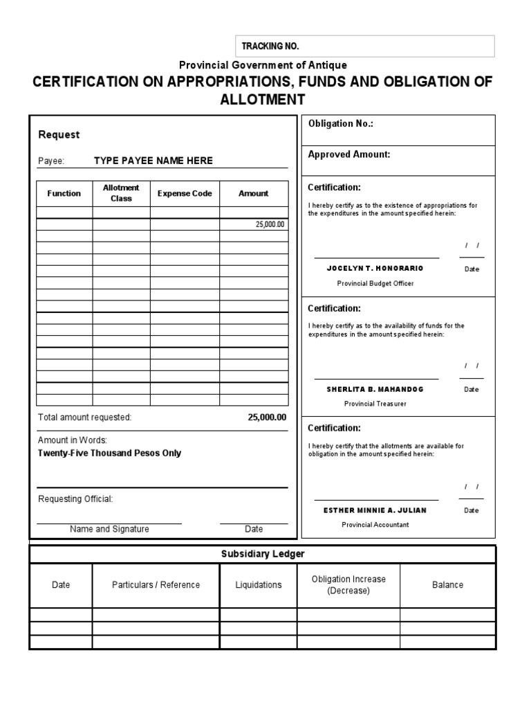 CAFOA Modified Form | PDF | Budgets And Budgeting | Economies