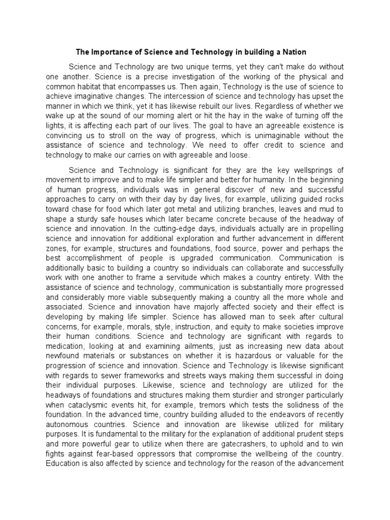 The Importance of Science and Technology in Building A Nation | PDF ...