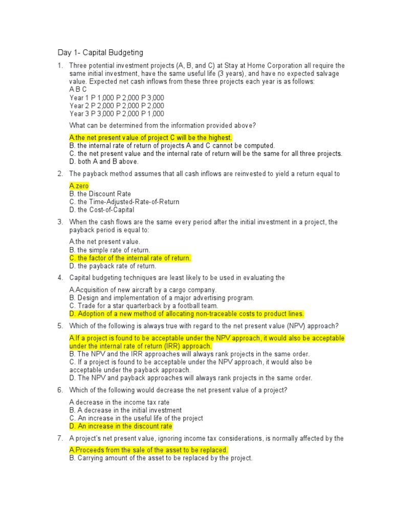 Day 1 Capital Budgeting | PDF | Net Present Value | Internal Rate Of Return