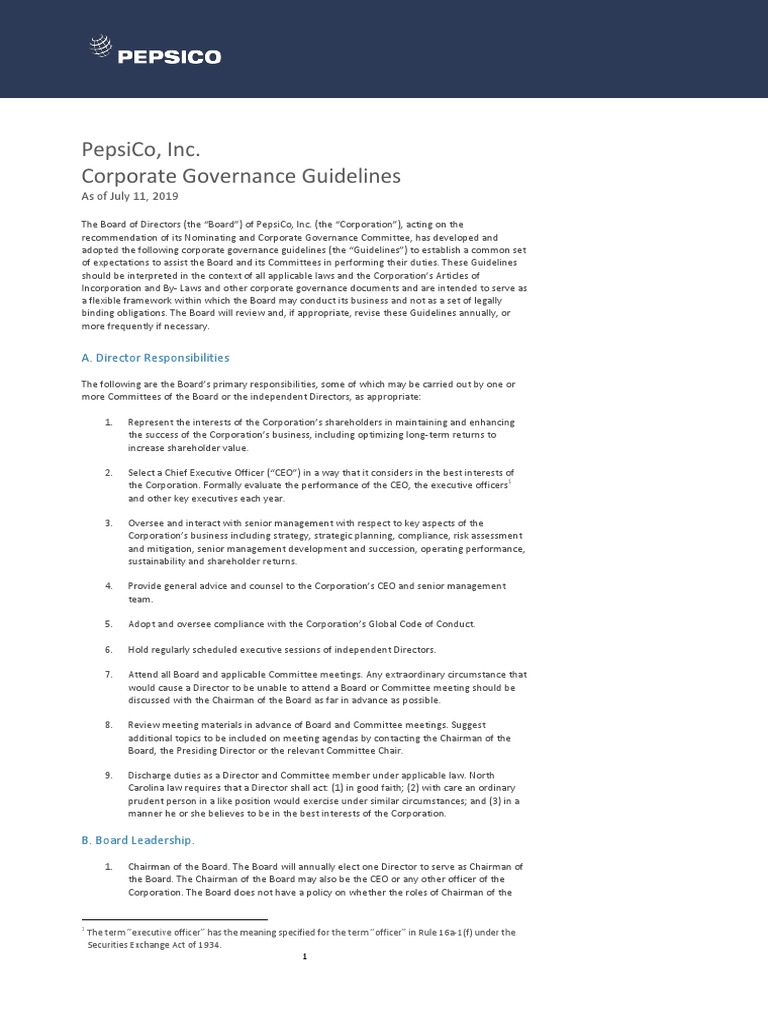 Corporate Governance Guidelines PDF | PDF | Board Of Directors ...