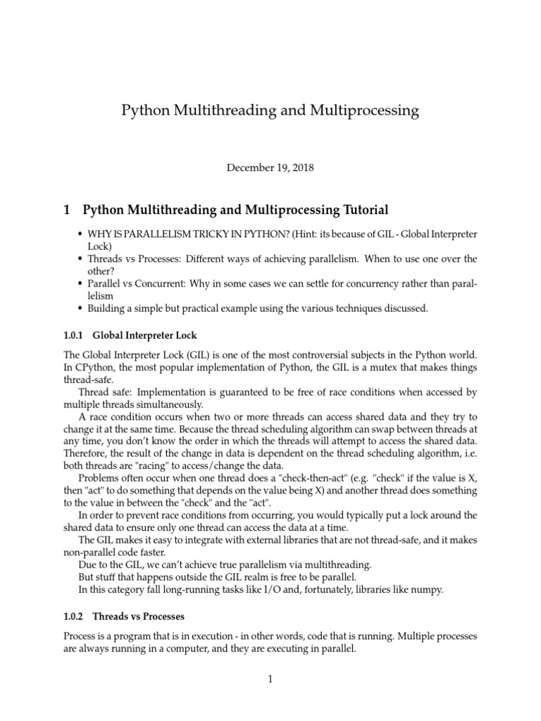 1 Python Multithreading and Multiprocessing Tutorial | PDF | Process (Computing) | Thread ...
