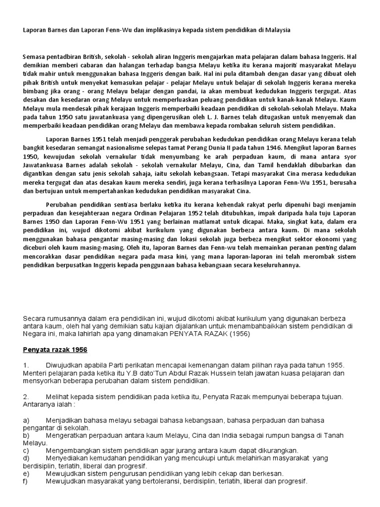 Laporan Barnes Dan Laporan Fenn | PDF