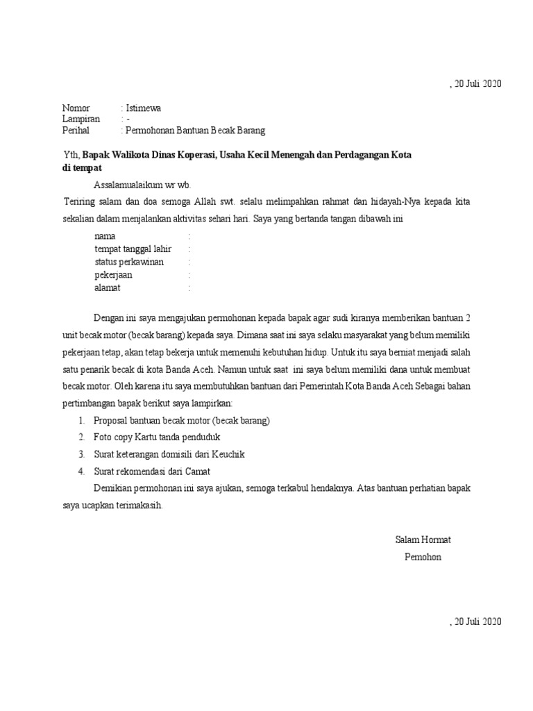 Proposal Permohonan Barang | PDF