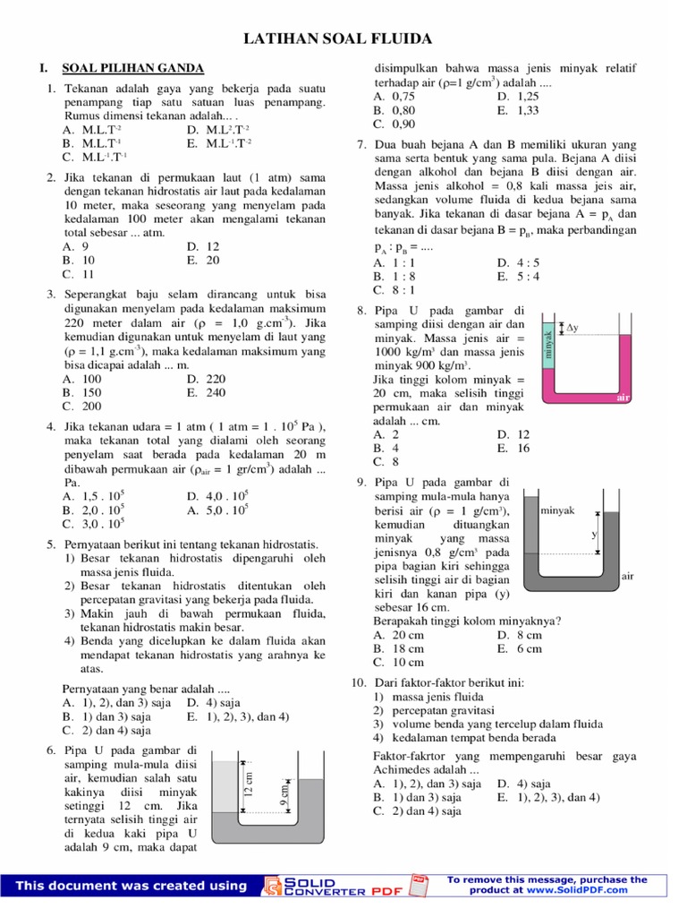 Latihan Soal Fluida | PDF