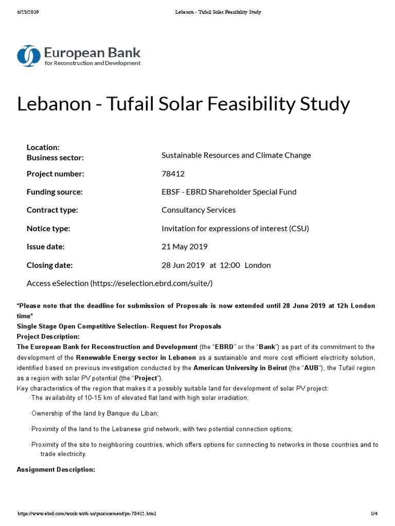 Lebanon - Tufail Solar Feasibility Study PDF | PDF | Expert | Renewable ...