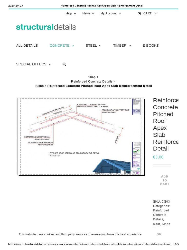 Reinforced Concrete Pitched Roof Apex Slab Reinforcement Detail | PDF ...