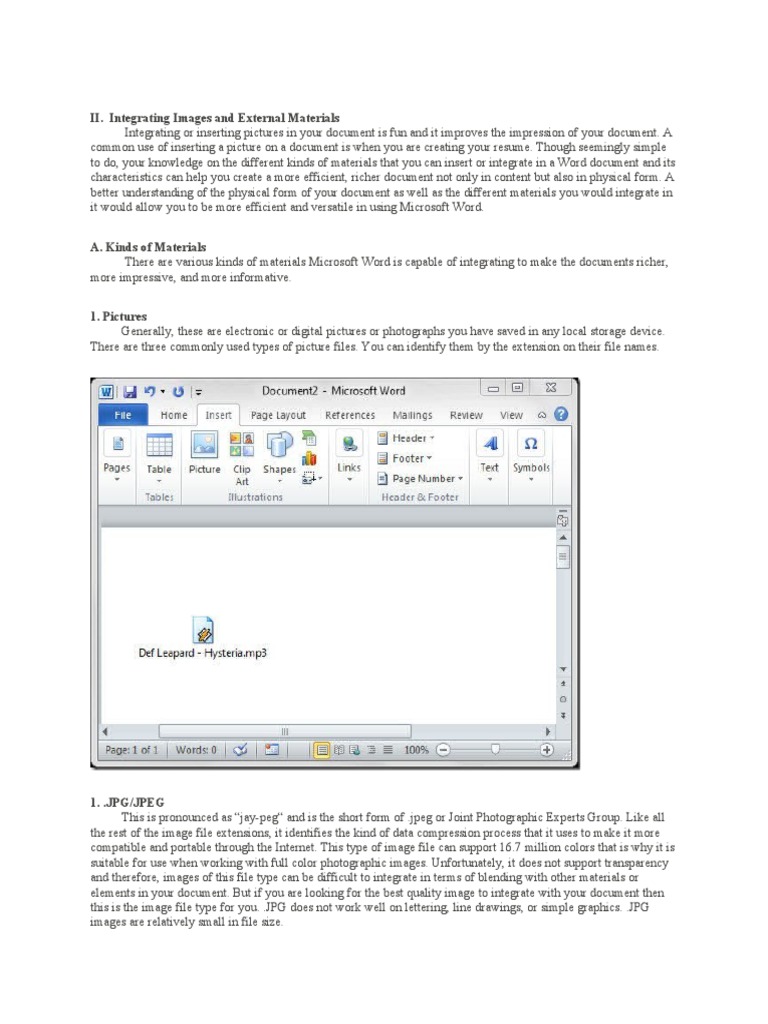 Integrating Images and External Materials in Word Processors | PDF ...