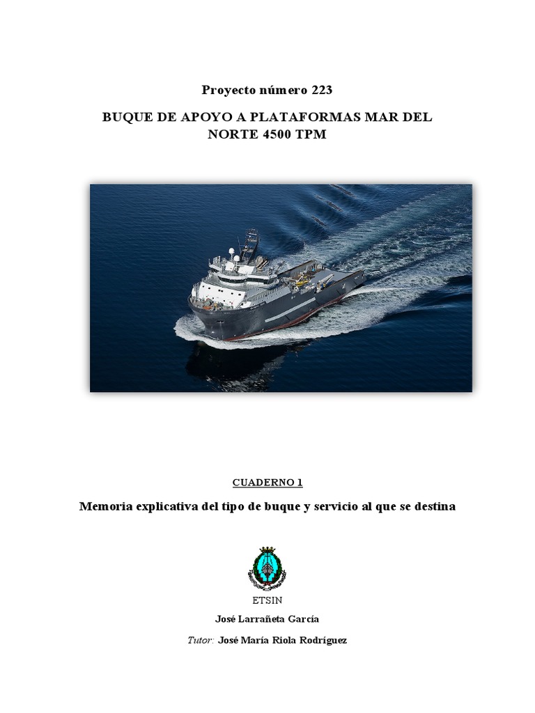 PFC 223 - Buque de Apoyo A Plataformas Mar Del Norte 4500TPM PDF | PDF | Propulsión de naves ...