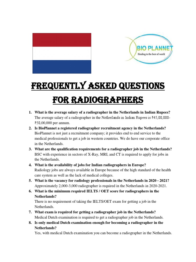 Frequently Asked Questions Netherlands Radiographers PDF | PDF ...