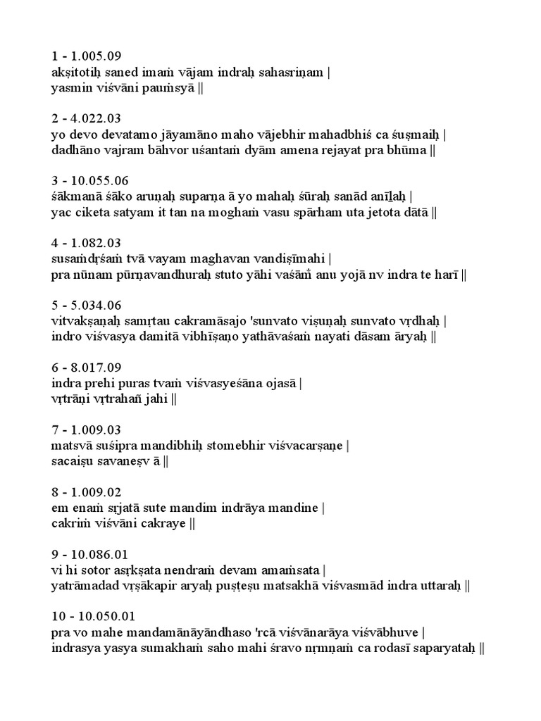 Indra Mantras Rig Veda | PDF