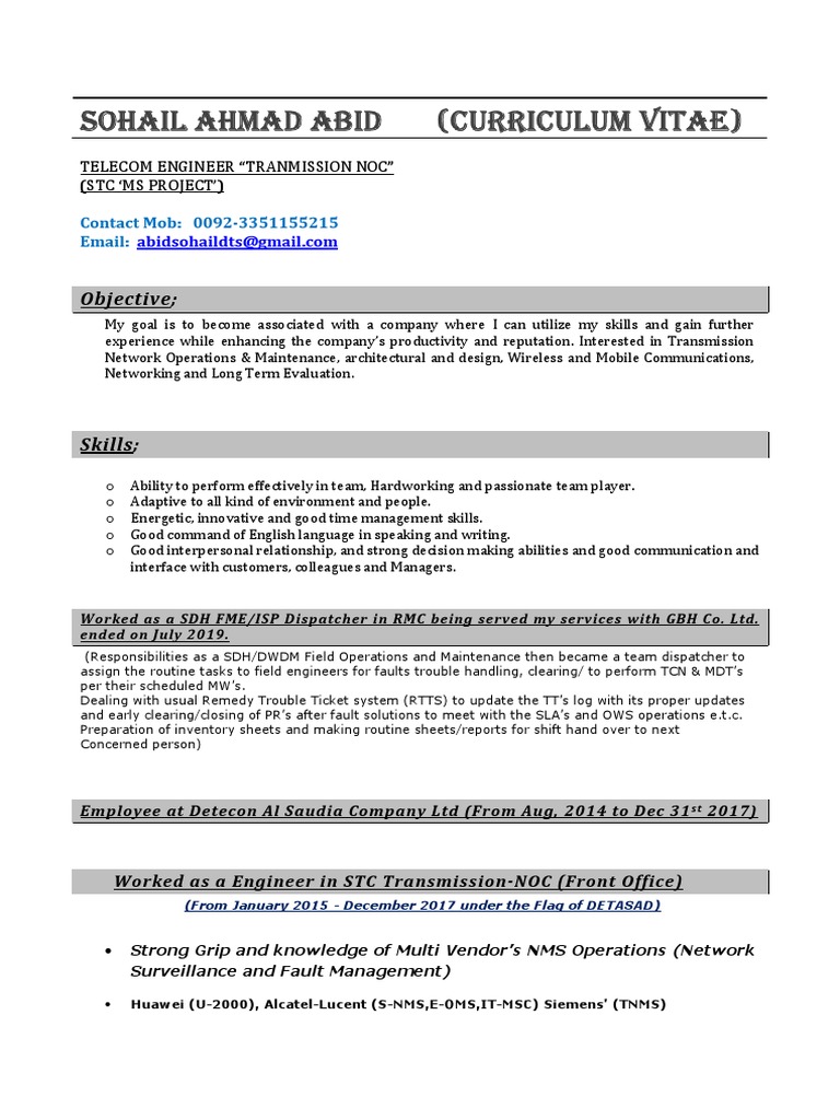 Sohail Abid (Resume) 1ag PDF | PDF | Optical Fiber | Wavelength ...
