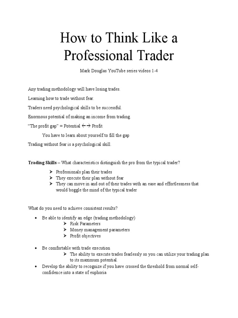 How To Think Like A Professional Trader | PDF | Risk | Probability