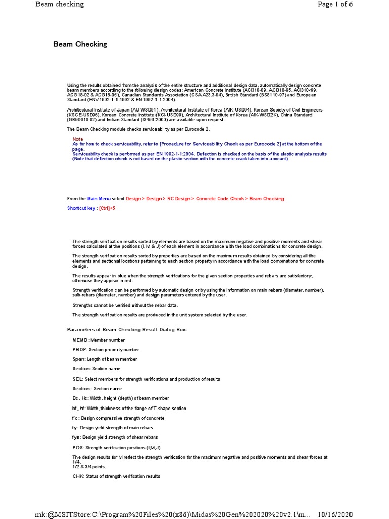 Conc. Beam Code Checking. | PDF | Beam (Structure) | Young's Modulus