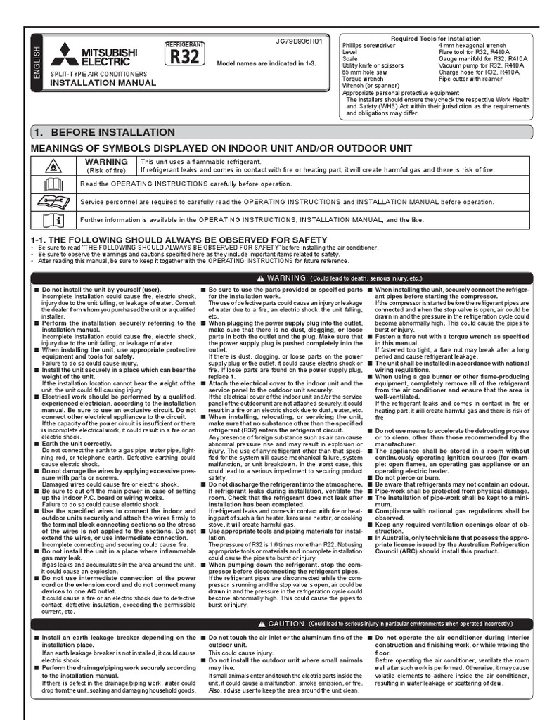 Before Installation: Meanings of Symbols Displayed On Indoor Unit And ...