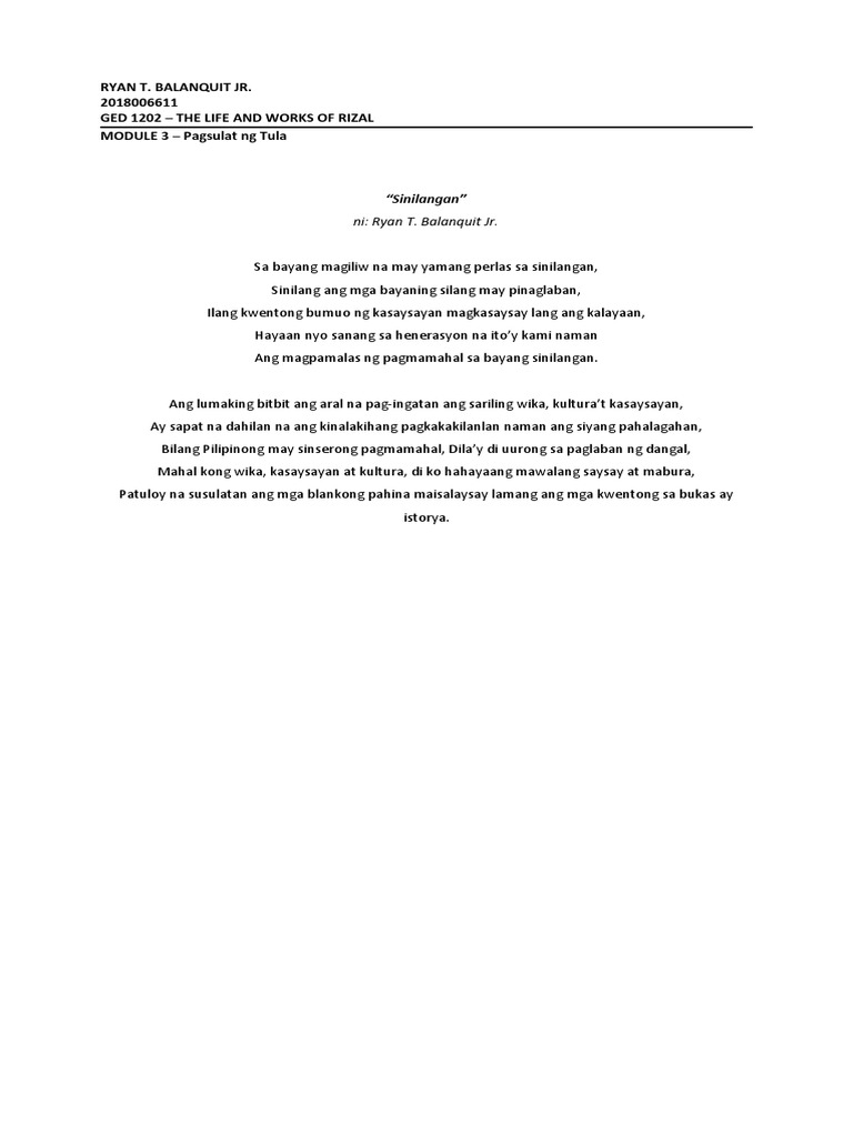 MODULE 3 - BALANQUIT - Tula | PDF