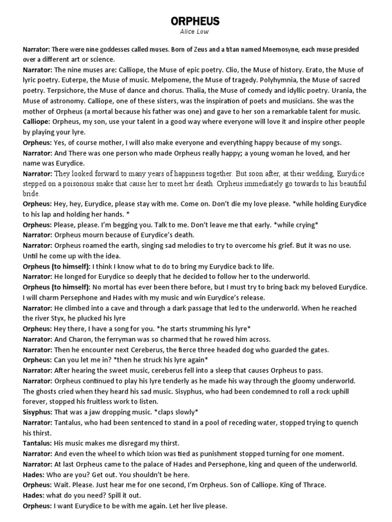 Orpheus Script | PDF | Muse | Orpheus
