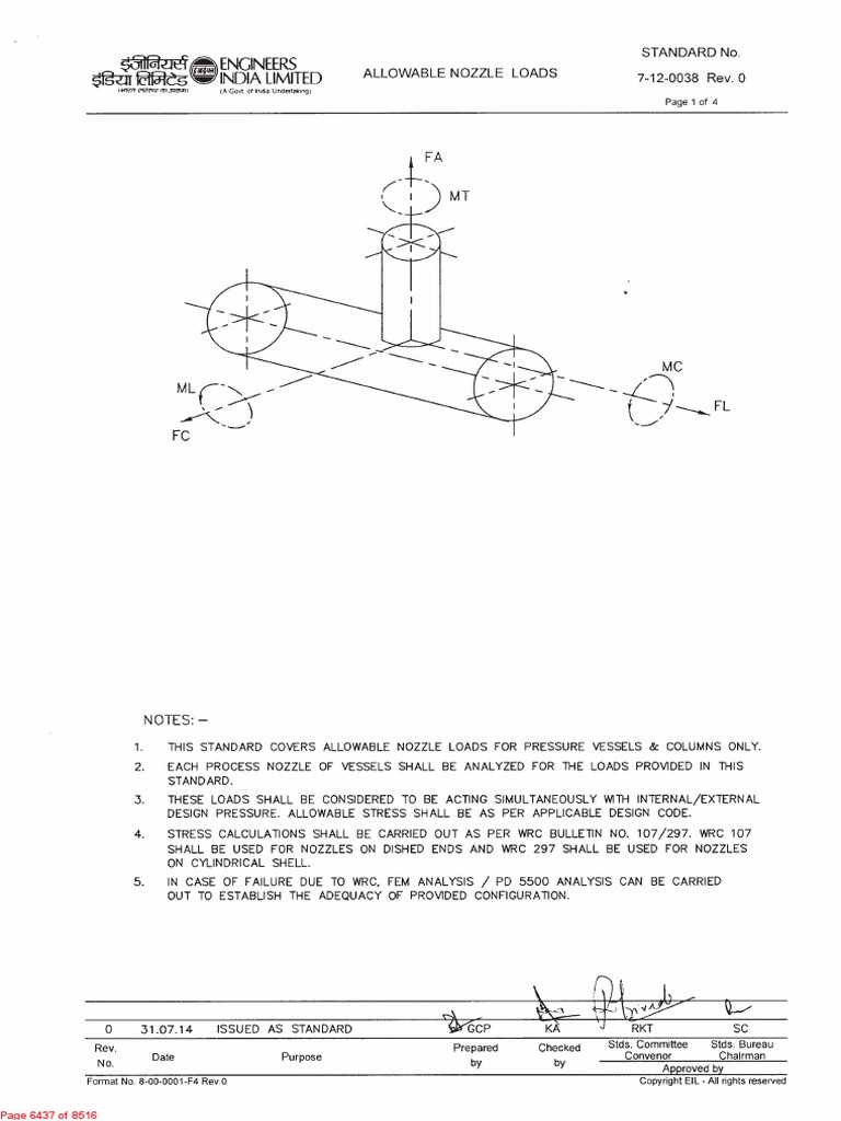 7-12-0038 Rev 0A Allowable Equipment Nozzle Load For Static Equipment ...